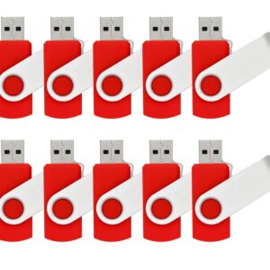 10 Pack 512MB USB Flash Drives Gift Stick Business Bidding Thumb Drive USB 2.0 high Speed Pen Drives (512MB, Red)