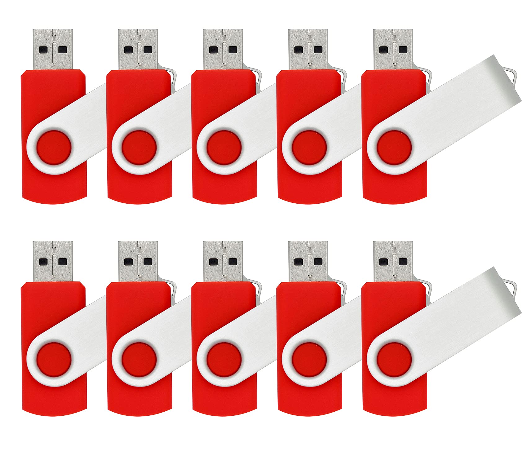 10 Pack 512MB USB Flash Drives Gift Stick Business Bidding Thumb Drive USB 2.0 high Speed Pen Drives (512MB, Red)