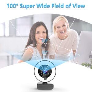 Streaming Webcam with Microphone & Ring Light 2K HD Web Cam with Cover,Stand for PC/MAC/Laptop/Desktop, Wide Angle Web Cameras for YouTube,Skype,Zoom,Xbox One,Video Calling,Studying and PS4