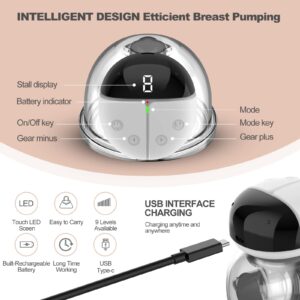 Wearable Electric Breast Pump with LED Display Hands-Free Breastpump 2 Modes & 9 Levels Adjustment Unique Shape 24mm Default…