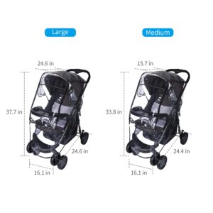 BIG ELEPHANT Mosquito Net Rain Cover Set for Stroller - Weather Shield Accessories Windproof Dustproof Baby Travel