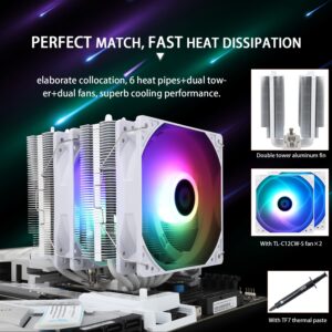 Thermalright Peerless Assassin 120 SE ARGB White CPU Air Cooler, 6 Heat Pipes CPU Cooler, Dual 120mm TL-C12CW-S PWM Fan, AGHP Technology, for AMD AM4/AM5/Intel LGA1700/1150/1151/1155/1200