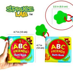 Spruce Lab ABC Friends Magic Color Bath Books - 4 Bath Book Set - Educational Baby Bath Toys - Magic Appearing Animals in Water - Teething Toys for Babies - Boy/Girl Baby Bathtub Books Baby Shower Toy