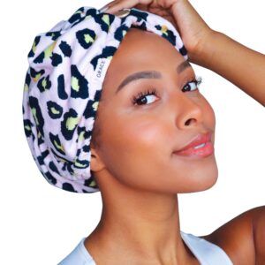 grace & company luxe micro-cotton hair towel wrap for women - super absorbent quick drying towel for curly, long and natural hair - lucie