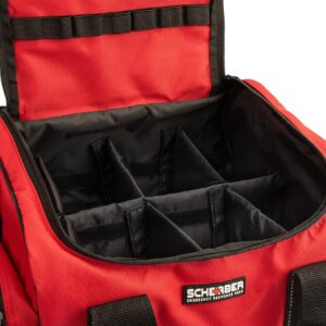 Scherber Fully-Stocked First Responder Bag | Professional EMT/EMS Trauma & Bleeding Medical Kit | HSA/FSA Approved | CAT Tourniquet, HyFin Chest Seal, Israeli Bandage & 250+ First Aid Supplies (Red)