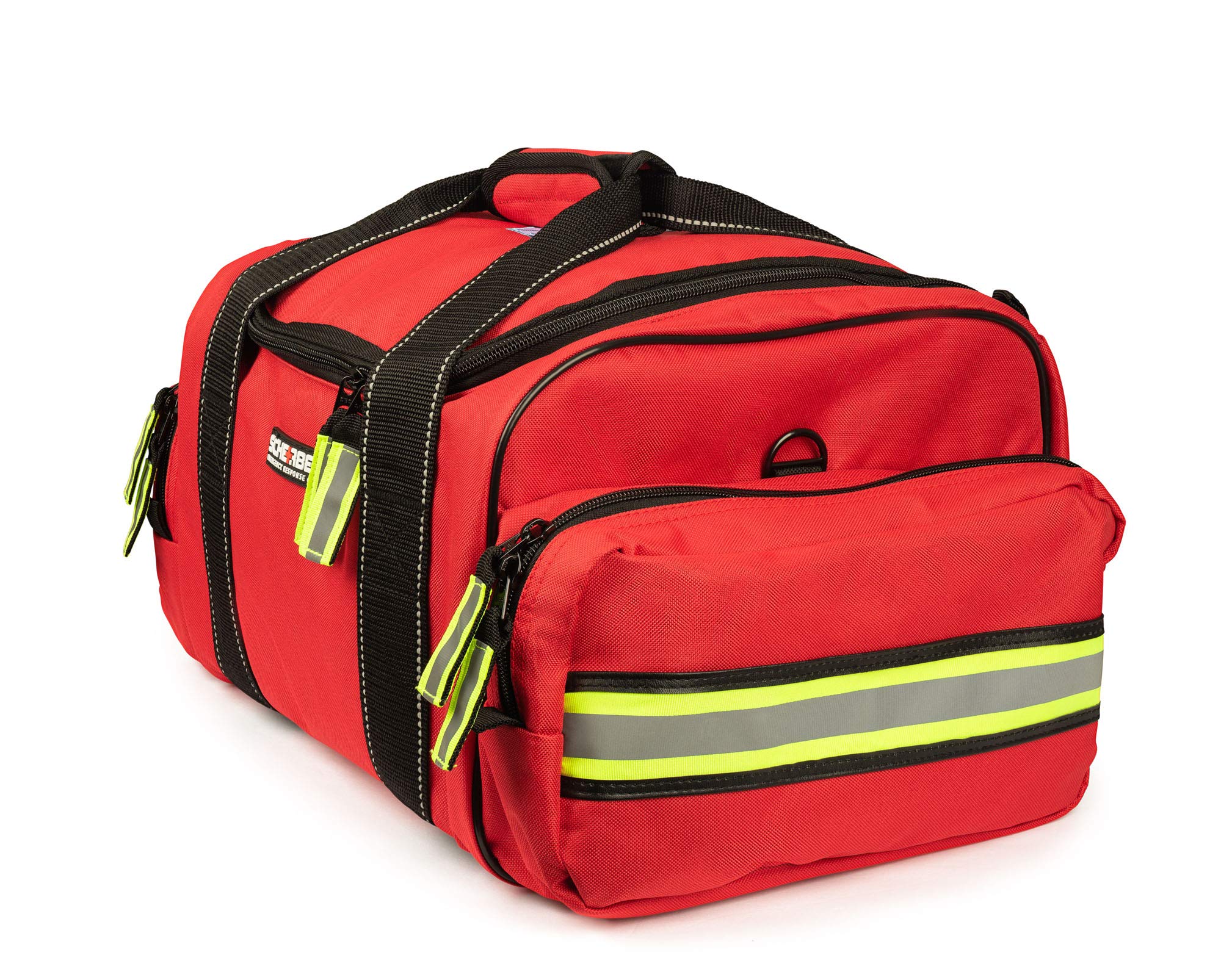 Scherber Fully-Stocked First Responder Bag | Professional EMT/EMS Trauma & Bleeding Medical Kit | HSA/FSA Approved | CAT Tourniquet, HyFin Chest Seal, Israeli Bandage & 250+ First Aid Supplies (Red)