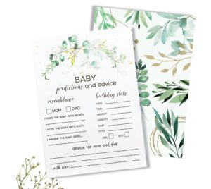 all ewired up 25 baby shower predictions and advice cards greenery eucalyptus sage gender neutral baby shower games and activities (large 5x7)