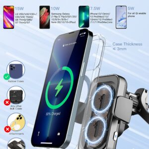 [Adjustable Dual Coils] Wireless Car Charger, ZeeHoo 15W Fast Charging Auto-Clamping Car Mount, Air Vent Phone Holder for iPhone 14 13 12 Pro Max Mini/Samsung Galaxy Z Flip 4 3 5G S21/LG/Pixel 6 Pro