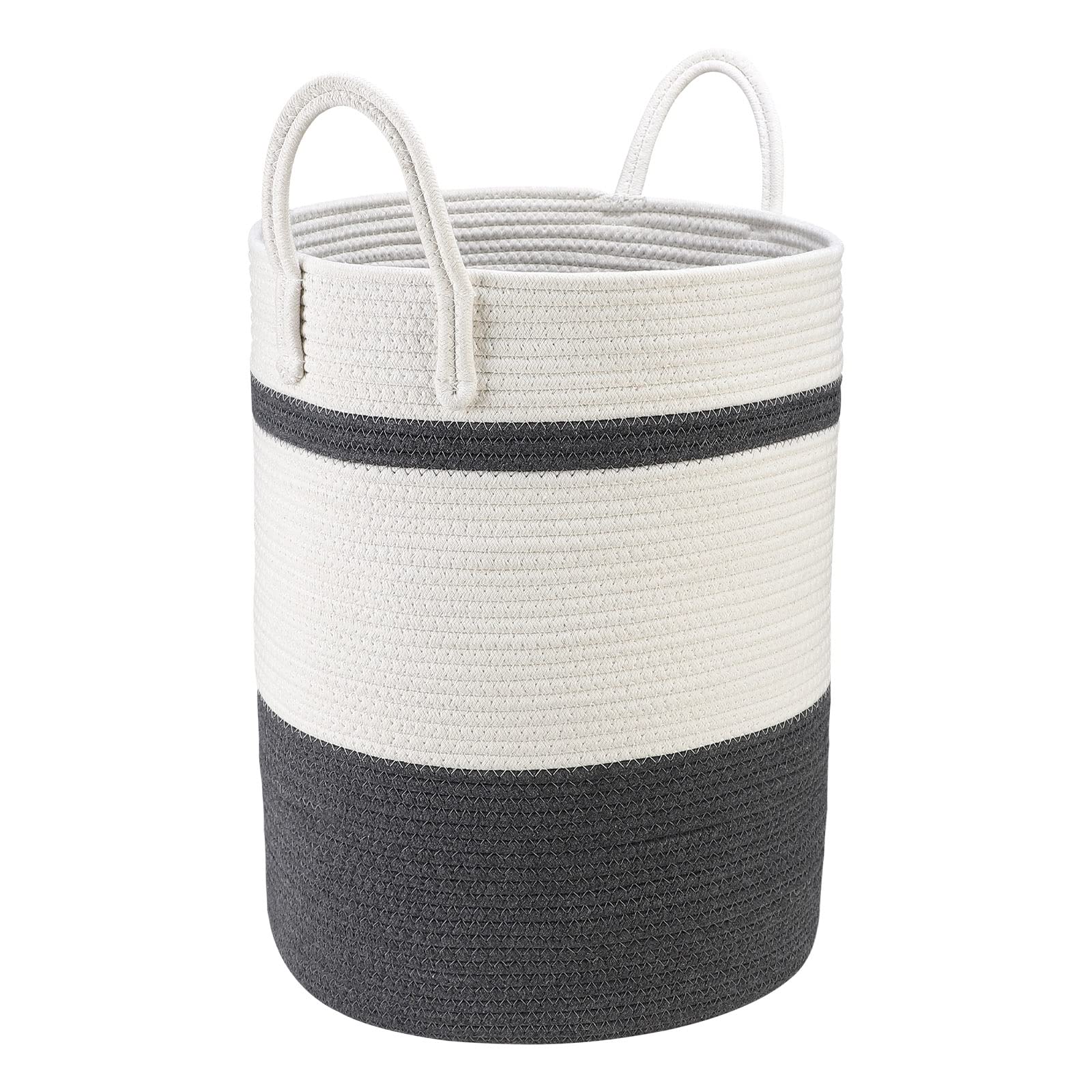 NPNG Large Cotton Rope Storage Basket,19.68"x14.96" Decorative Woven Cotton Rope Basket, Laundry Basket, Blanket Basket, Baby and Dog Toy Storage Baskets Kid Laundry Hamper Towel Basket