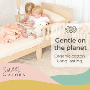 Sweet Acorn 3 Piece Toddler Bedding Sets - Organic Cotton Jersey Knit - Fits Convertible Cribs and Mattresses - 9" x 28" x 52" - Dahlia Pink