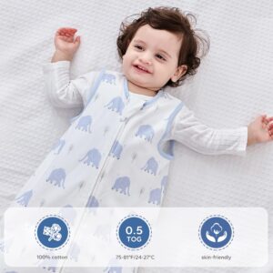 ZIGJOY Baby Wearable Blanket Cotton Sleep Sack Baby Sleeveless Soft Sleeping Bag with 2-Way Zipper for Baby, Cotton Sheep, 6-12 Months