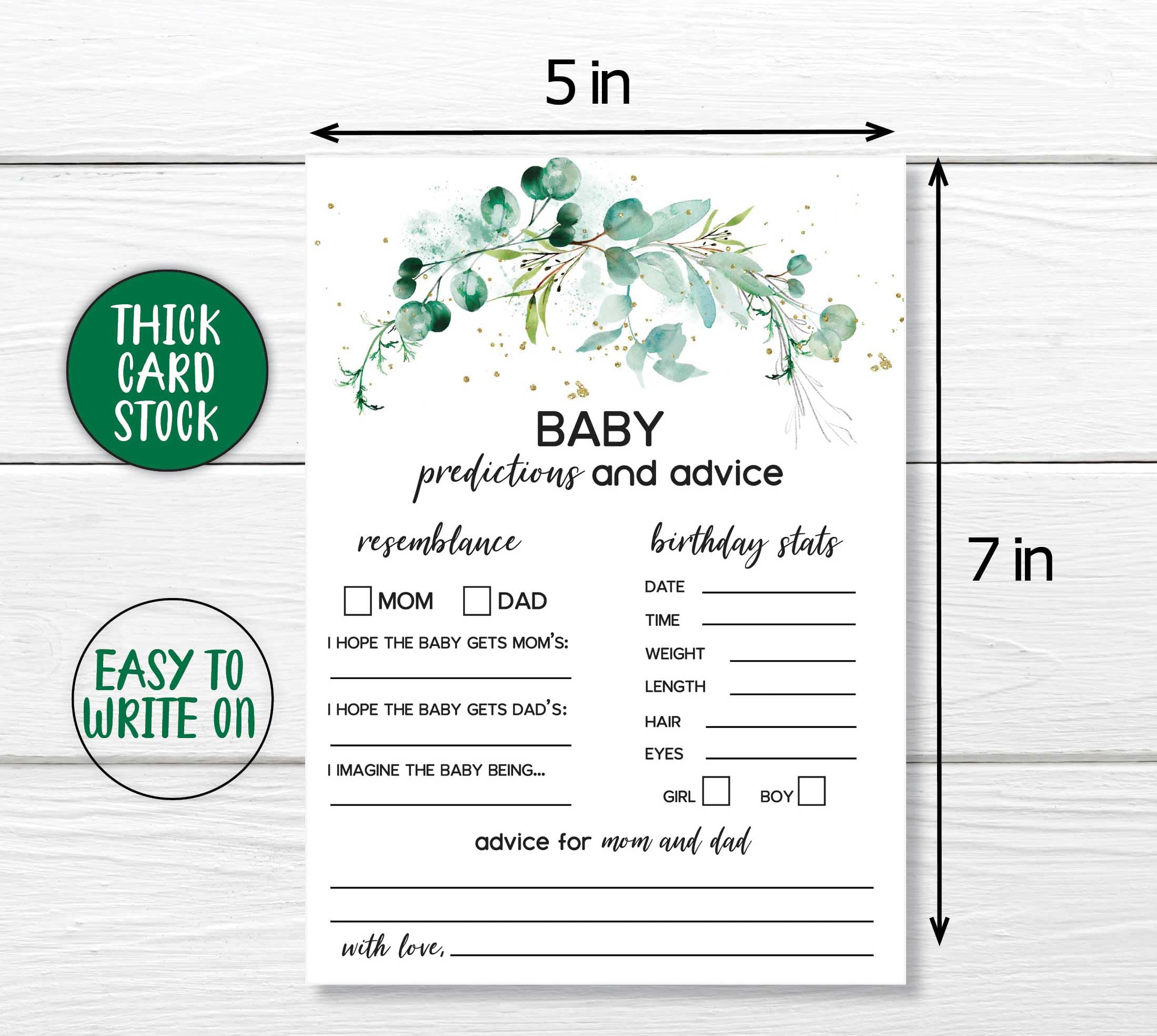 All Ewired Up 25 Baby Shower Predictions and Advice Cards Greenery Eucalyptus Sage Gender Neutral Baby Shower Games and Activities (Large 5X7)