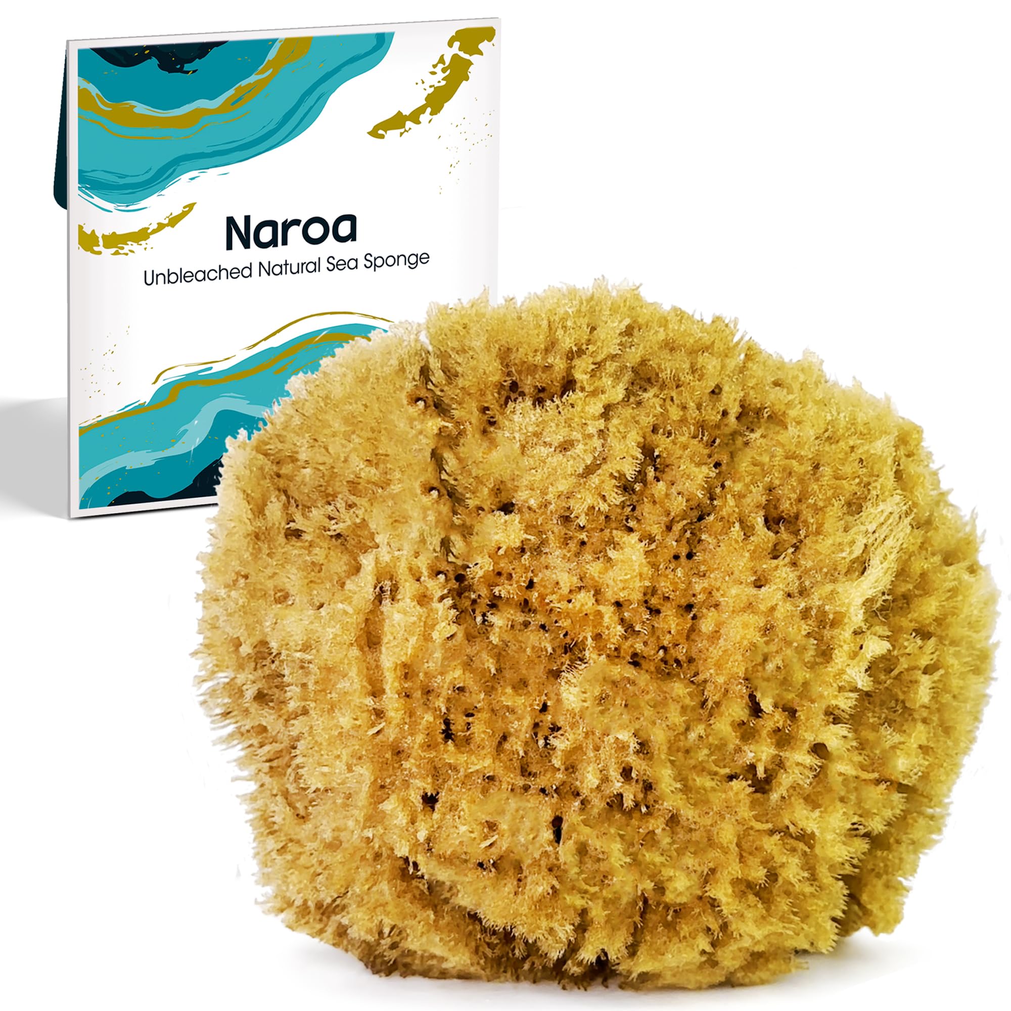 Naroa Exfoliating Natural Sponge for Bathing | Bath Sea Sponge for Healthy Skin | Unbleached Shower Body Scrubber Puff | Eco Friendly Plastic Free Sponge (Exfoliate - Medium)