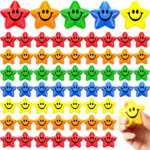 civaner 90 pcs star smile face stress balls mini star foam balls smile funny face toys relief star smile balls for school carnival reward student prizes party favor toy, 5 colors