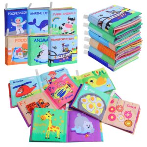 baby soft books newborn nontoxic crinkle soft books for infants boys & girls cloth books with rustling sound early educational toys gift (pack of 6)