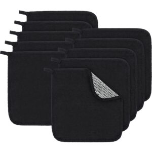 tudomro 10 pcs exfoliating washcloths double sided man wash cloths body face exfoliating scrub cloths for shower men women(10 x 10 inch,black)