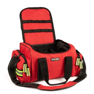 Scherber Fully-Stocked First Responder Bag | Professional EMT/EMS Trauma & Bleeding Medical Kit | HSA/FSA Approved | CAT Tourniquet, HyFin Chest Seal, Israeli Bandage & 250+ First Aid Supplies (Red)