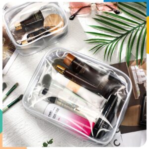 12 Pack Clear Toiletry Bag Portable Travel Bags PVC Clear Cosmetic Bags Waterproof Transparent Zipper Pouch Plastic Makeup Bag Cosmetic Bags for Women Men Vacation Home Bathroom Organizing, White