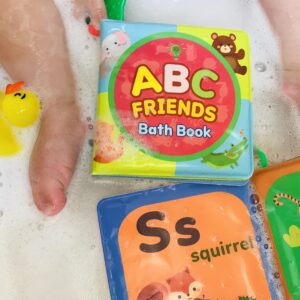 Spruce Lab ABC Friends Magic Color Bath Books - 4 Bath Book Set - Educational Baby Bath Toys - Magic Appearing Animals in Water - Teething Toys for Babies - Boy/Girl Baby Bathtub Books Baby Shower Toy