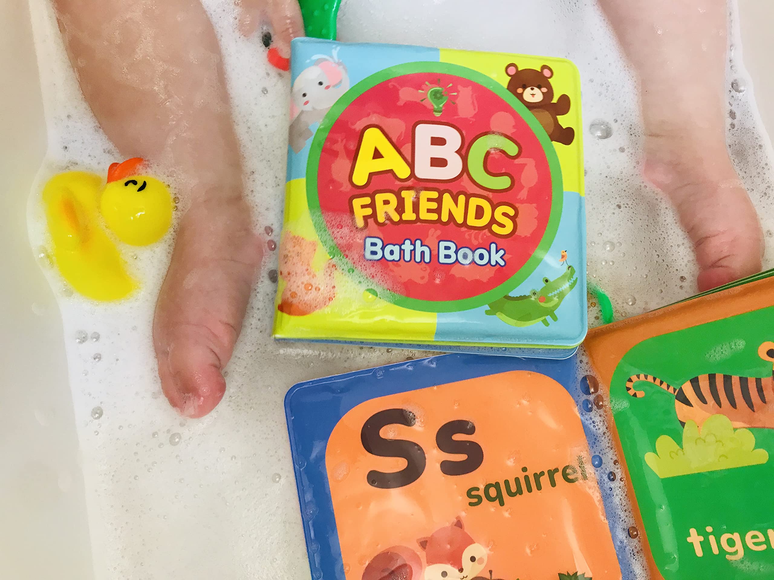 Spruce Lab ABC Friends Magic Color Bath Books - 4 Bath Book Set - Educational Baby Bath Toys - Magic Appearing Animals in Water - Teething Toys for Babies - Boy/Girl Baby Bathtub Books Baby Shower Toy