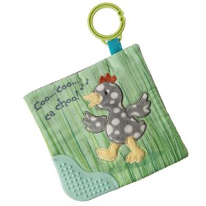 mary meyer crinkle teether toy with baby paper and squeaker, 6 x 6-inches, rocky chicken