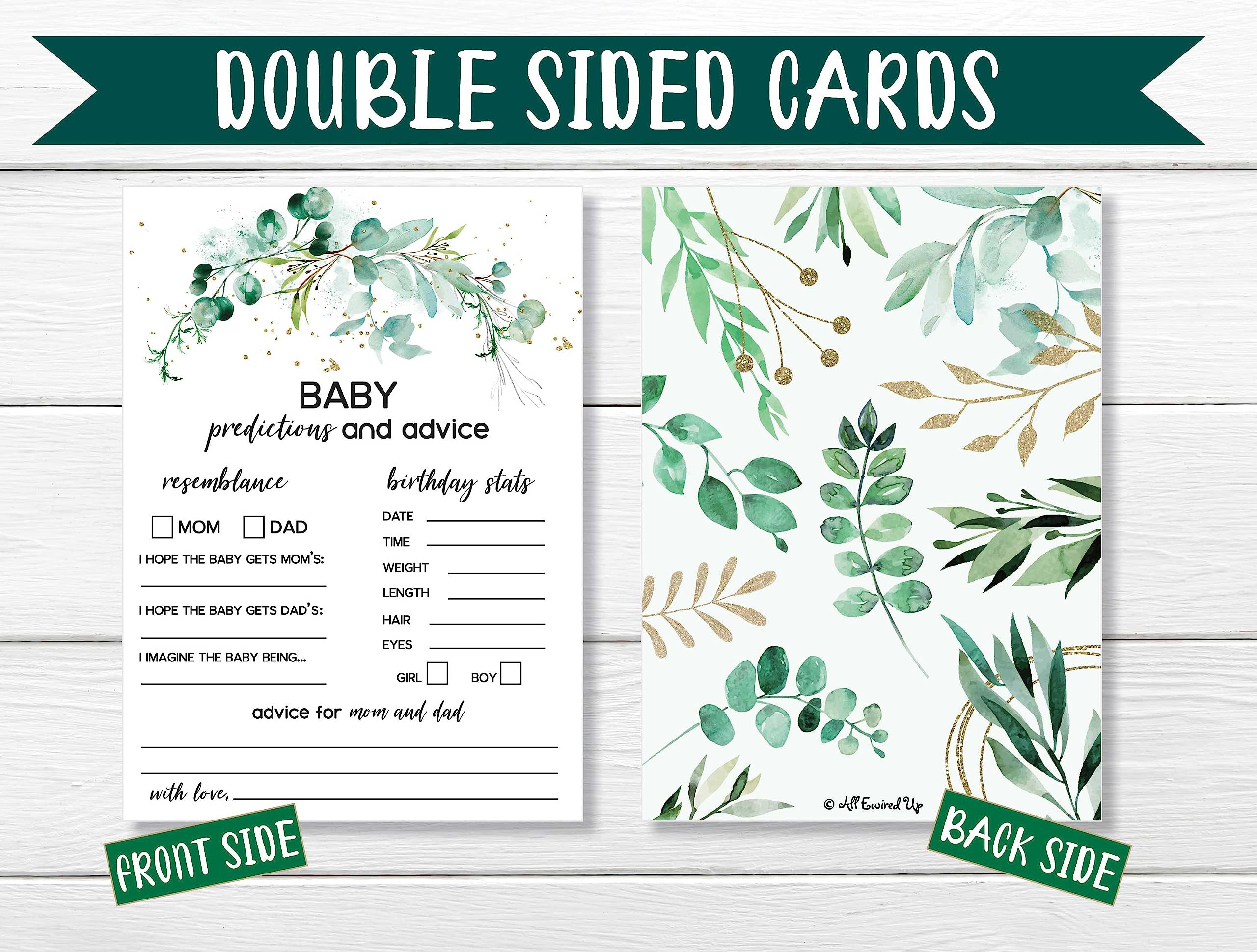 All Ewired Up 25 Baby Shower Predictions and Advice Cards Greenery Eucalyptus Sage Gender Neutral Baby Shower Games and Activities (Large 5X7)