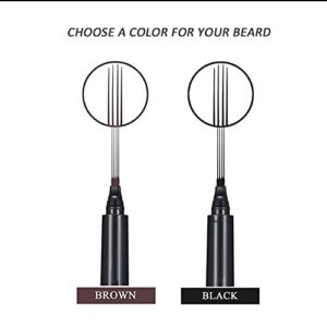 Barbarian Beard Filler Pen Kit Shape Fill & Edge all at once Last All Day 4 Tip Pen W Brush Waterproof & Sweatproof (Brown V2)