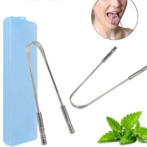 Tongue Scraper with Travel Case – 2 Pack - Reusable Medical Grade Stainless Steel Tounge Cleaner for Oral Hygiene Care Fresh Breath - Bad Breath Treatment for Adults and Kids