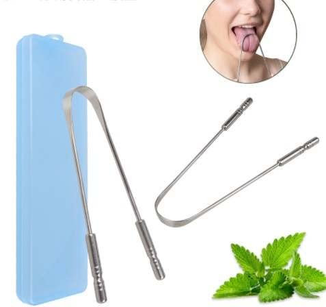 Tongue Scraper with Travel Case – 2 Pack - Reusable Medical Grade Stainless Steel Tounge Cleaner for Oral Hygiene Care Fresh Breath - Bad Breath Treatment for Adults and Kids