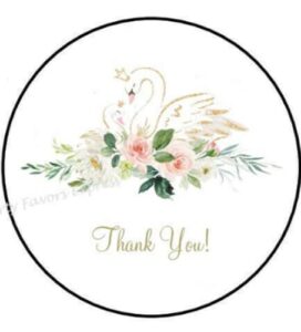 30 pcs 1.5" inch thank you swan baby shower stickers - swan stickers - baby shower stickers envelope seals labels - d #aa61rk