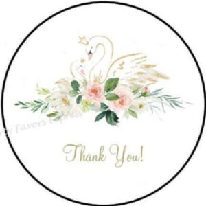 30 Pcs 1.5" Inch Thank You Swan Baby Shower Stickers - Swan Stickers - Baby Shower Stickers Envelope Seals Labels - D #AA61RK