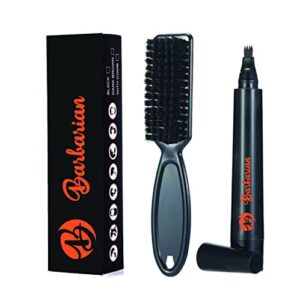 barbarian beard filler pen kit shape fill & edge all at once last all day 4 tip pen w brush waterproof & sweatproof (brown v2)