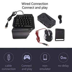 One Hand Gaming Keyboard and Mouse Combo with Converter,35 Keys Wired RGB Backlit Keyboard and Gaming Mouse,with Phone Holder,Gaming Keyboard Set for Game(Mix lite+F6+G2)