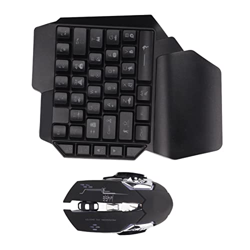 One Hand Gaming Keyboard and Mouse Combo with Converter,35 Keys Wired RGB Backlit Keyboard and Gaming Mouse,with Phone Holder,Gaming Keyboard Set for Game(Mix lite+F6+G2)