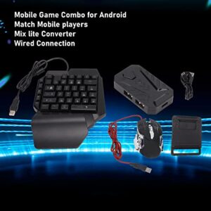 One Hand Gaming Keyboard and Mouse Combo with Converter,35 Keys Wired RGB Backlit Keyboard and Gaming Mouse,with Phone Holder,Gaming Keyboard Set for Game(Mix lite+F6+G2)