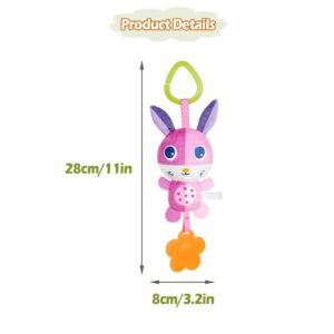 AIPINQI Hanging Rattle Toys for Baby, Colorful Cartoon Animal Shapes Toy with Teether and Sound Plush Ring Infant Development Toys for Baby Boys and Girls Newborn Gifts 3-36 Months, Rabbit