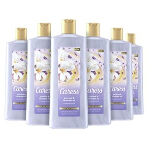 caress body wash for women, jasmine and lavender oil, shower gel moisturizing body wash leaves skin feeling instantly pampered, 18.6 oz 6 pack