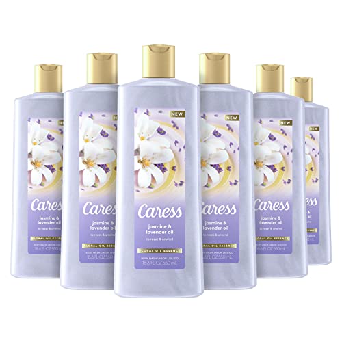 Caress Body Wash for Women, Jasmine and Lavender Oil, Shower Gel Moisturizing Body Wash Leaves Skin Feeling Instantly Pampered, 18.6 oz 6 Pack