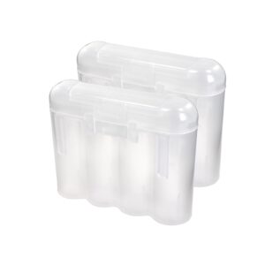 two (2) ebc battery aa aaa clear plastic battery storage case holder box usa ship