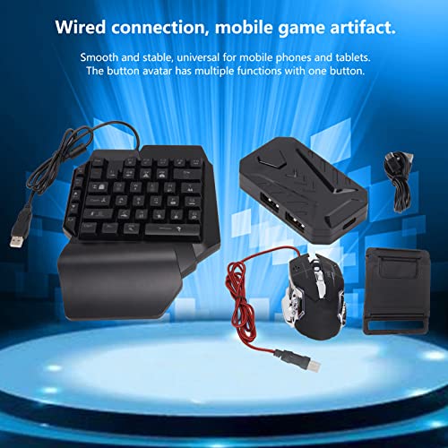 One Hand Gaming Keyboard and Mouse Combo with Converter,35 Keys Wired RGB Backlit Keyboard and Gaming Mouse,with Phone Holder,Gaming Keyboard Set for Game(Mix lite+F6+G2)