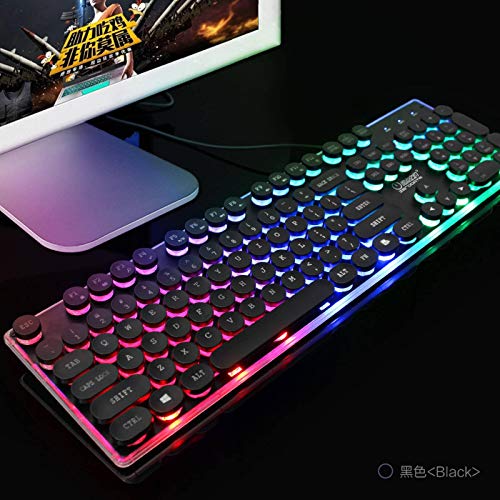 WangzuoZO 45 × 13.6 × 2.6cm Computer General Punk USB Wired Keyboard Multimedia Function Waterproof Luminous Gaming Keyboard