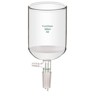 funchem buchner filtering funnel with medium frit (g2), i.d. 94 mm, 100mm depth, with 24/40 standard taper inner joint and vacuum serrated tubulation, 500 ml