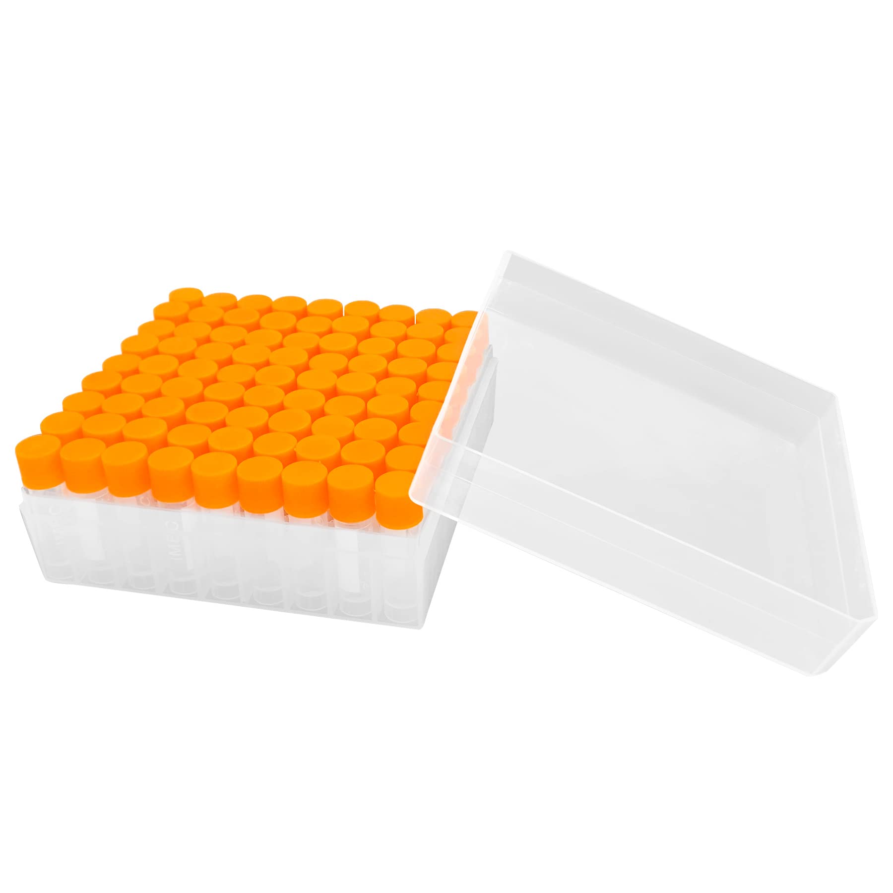 81Pcs 2ml Cryo Tubes Plastic Small Vials with Screw Caps Graduated Plastic Cryovial Cryogenic Vial Tubes, PP Material, Free from DNase, RNase, Human DNA