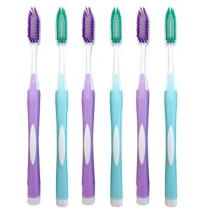 weizhang 50 toothbrushes affordable bulk pack for travel, hotel, guest, ndividually wrapped purple and blue