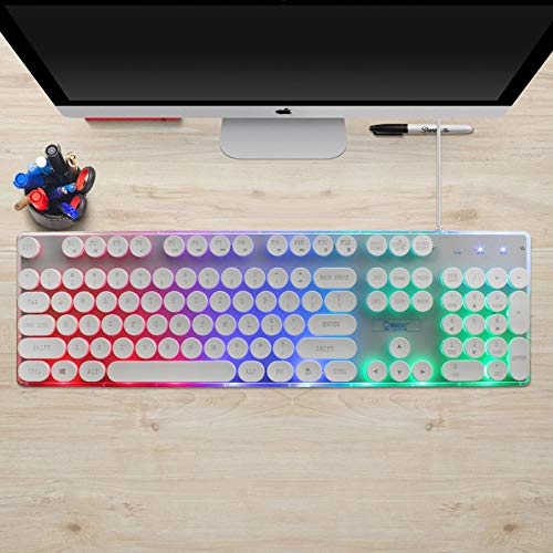 WangzuoZO 45 × 13.6 × 2.6cm Computer General Punk USB Wired Keyboard Multimedia Function Waterproof Luminous Gaming Keyboard