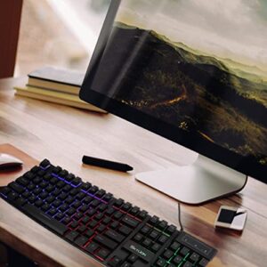 SOLUSTRE 3 Sets Wireless Keyboard and Mouse Set Black Laptop RGB Backlight Wired Keyboard and Backlit Gaming Keyboard Office Keyboard RGB Keyboard Replacement Modern abs pbt h600 Computer