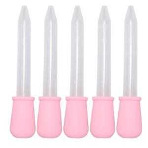 5pcs pipettes, 5ml 120mm length silicone eye dropper, diy transfer pipettes for scientific experiments, paint and glue, food decoration, essential oil, arts and crafts projects(pink)