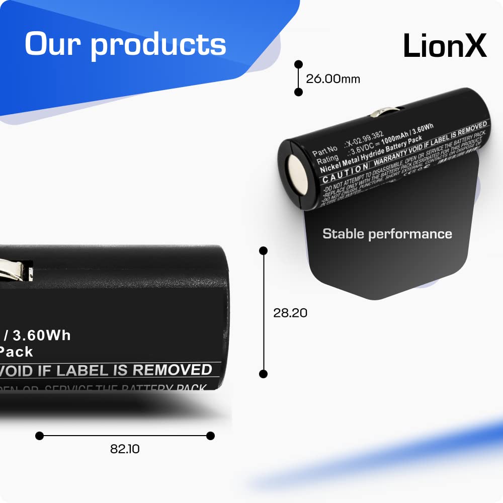 LIONX Battery for Heine Beta Handles Ophthalmoscope Beta 200 Ophthalmoscope Beta 200s Short F.O. Laryngoscope Handle BATT/110904-A1 X-02.99.380 X-02.99.382 1000mAh / 3.60Wh