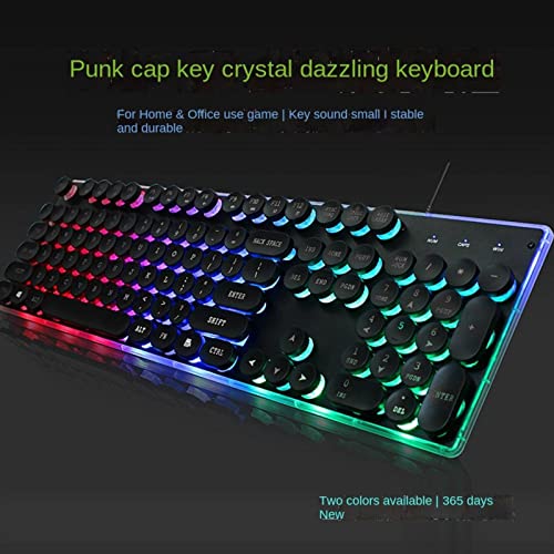 WangzuoZO 45 × 13.6 × 2.6cm Computer General Punk USB Wired Keyboard Multimedia Function Waterproof Luminous Gaming Keyboard