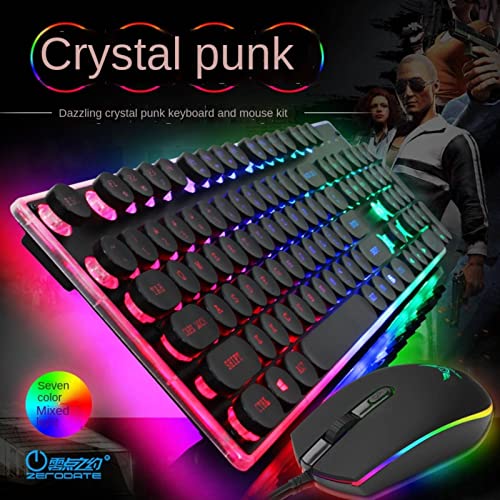 WangzuoZO 45 × 13.6 × 2.6cm Computer General Punk USB Wired Keyboard Multimedia Function Waterproof Luminous Gaming Keyboard